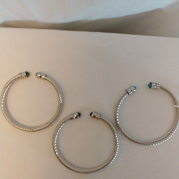 Jewelry | 3 Silver Womens Adjustable Bangle Bracelets | Poshmark
